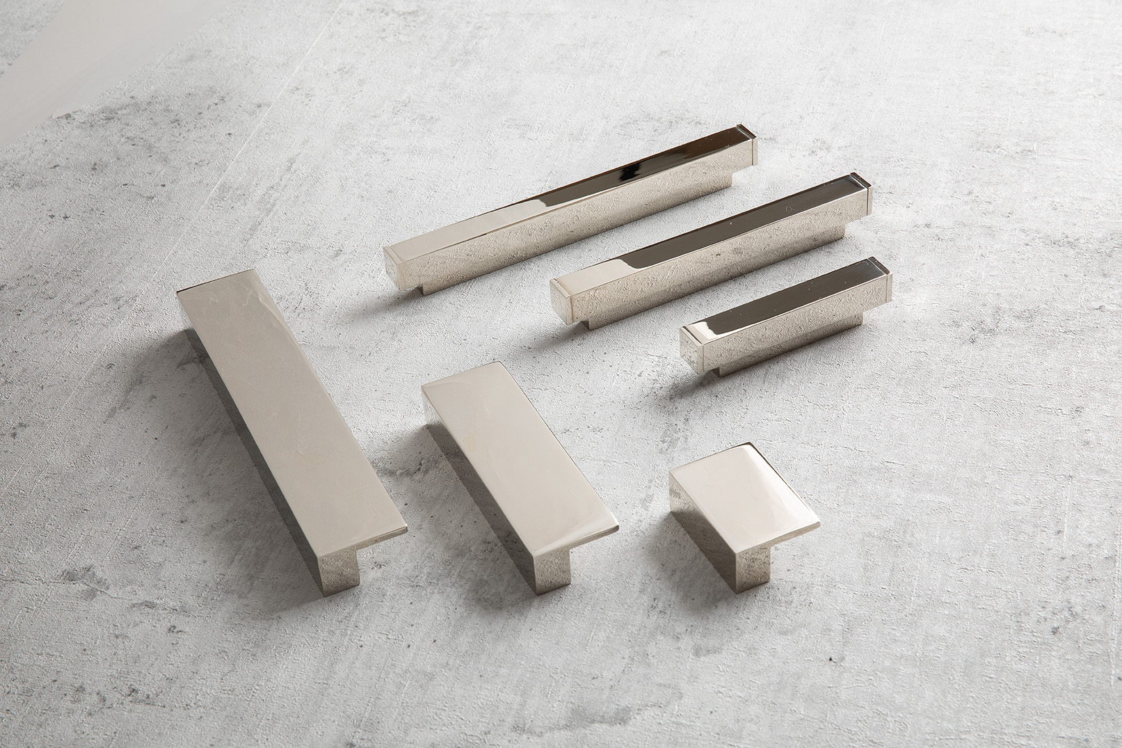 Ledge Solid Cabinet Handle S2154, Square Scroll S2233_Polished Nickel_SMALL - Turnstyle Designs