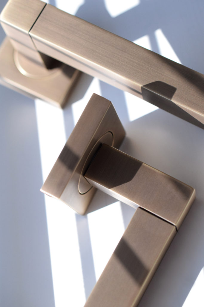 Square Solid Door Lever S1526_Fine Antique Brass (2) - Turnstyle Designs