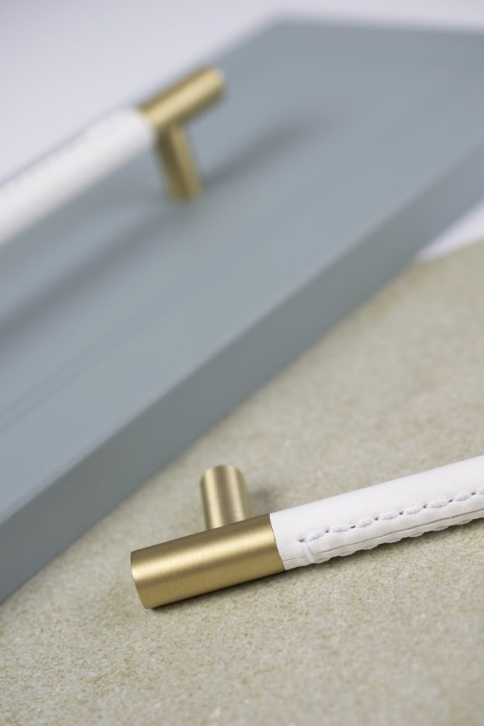 Barrel (Stitch Out) Recess Leather Cabinet Handle R1910_Bridle White ...